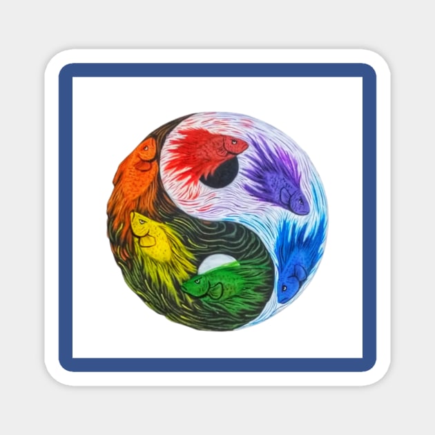 Betta Yin Yang color wheel - Fish - Magnet | TeePublic