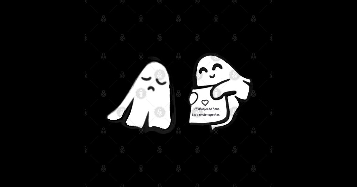 Ghost Giving Support to a Friend - Cute Ghost Gifts - Sticker | TeePublic