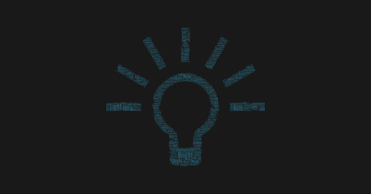 Light Bulb Idea Silhouette Shape Text Word Cloud - Light Bulb - T-Shirt ...
