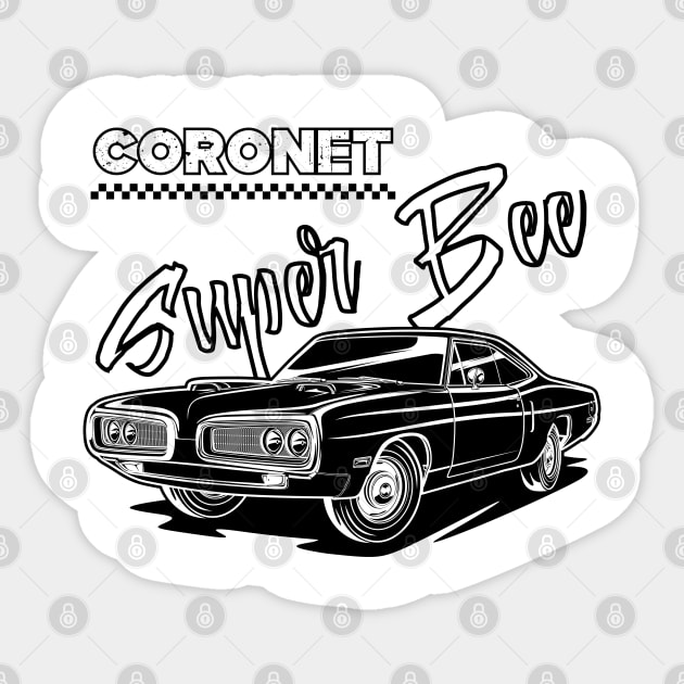 Coronet Super Bee - Black Print - Coronet Super Bee - Sticker | TeePublic