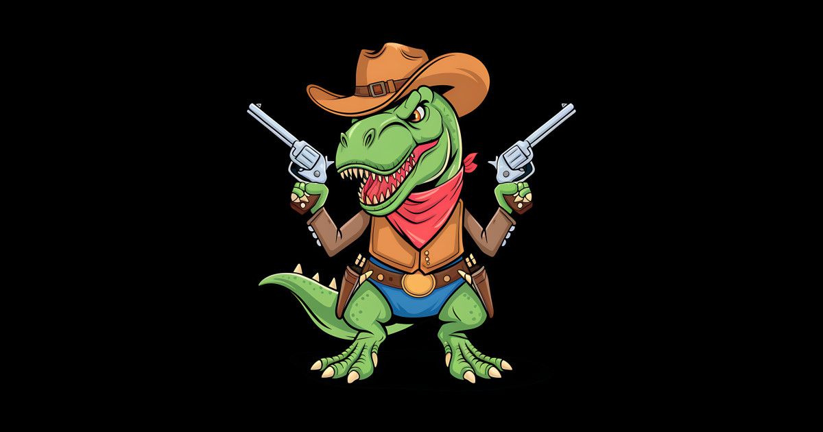 Cowboy T Rex Dinosaur - Cowboy T Rex Dinosaur - Sticker | TeePublic