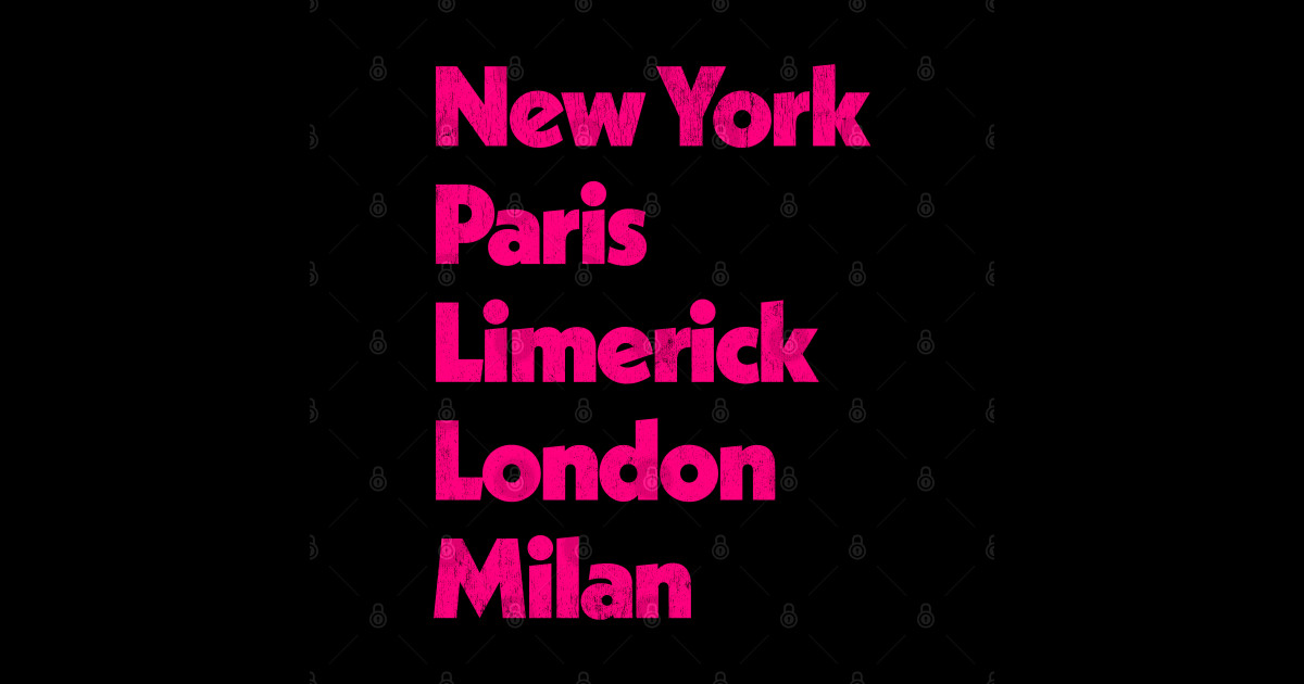 New York - Paris - Limerick - London - Milan - Limerick - Sticker ...