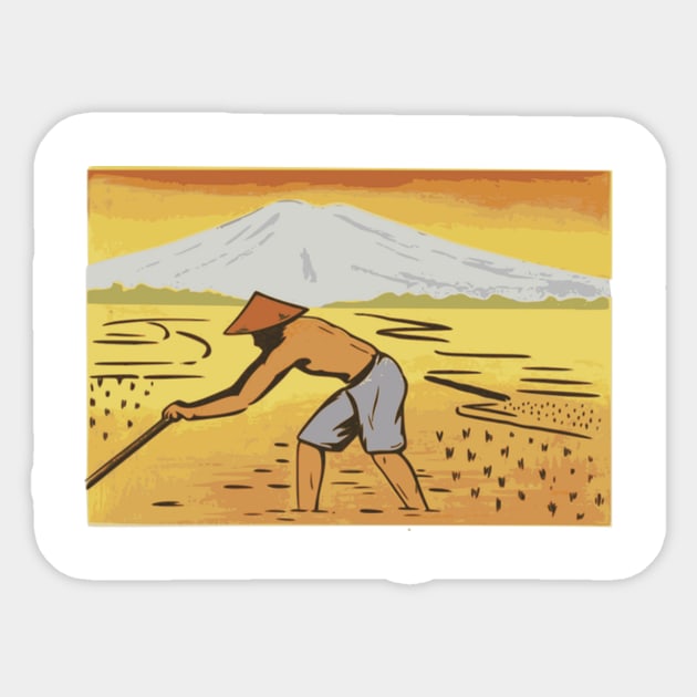 Indonesian rice paddy - Design - Sticker | TeePublic