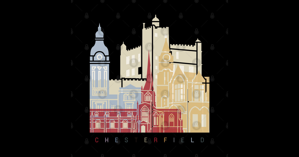 Chesterfield UK skyline poster - Skyline - Sticker | TeePublic