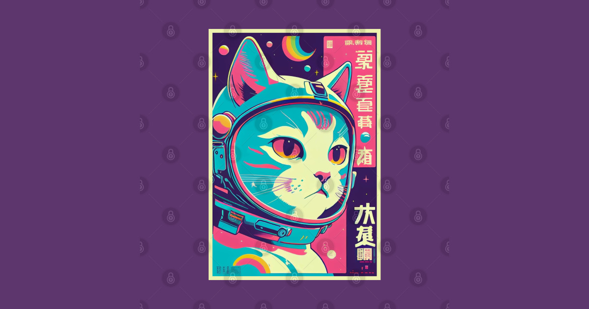 Vintage Anime Space Cat | Quality Retro Anime Origin Design | Chibi ...