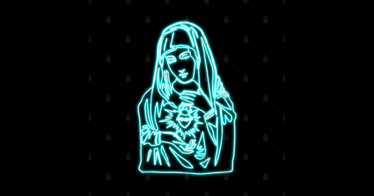 Blue Neon - Immaculate Heart of Mary - Virgin Mary - Posters and Art ...