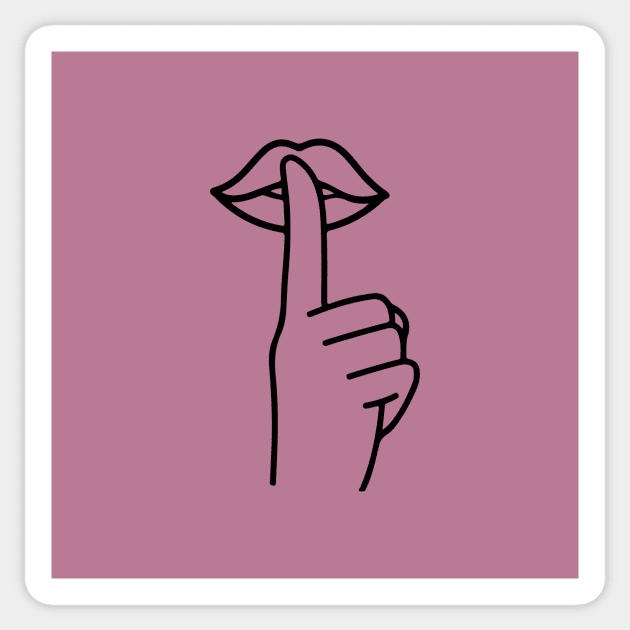 Hand drawn cute black shhh sign - Shhh - Sticker | TeePublic