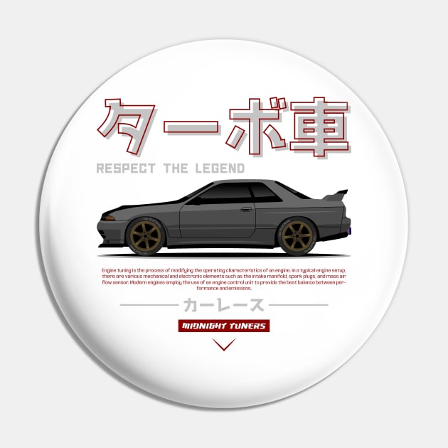 Silver JDM GTR R32 Legend - Gtr R32 - Pin | TeePublic