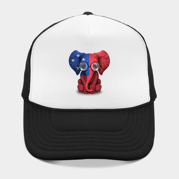 Baby Elephant with Glasses and Samoan Flag - Samoa - Hat | TeePublic