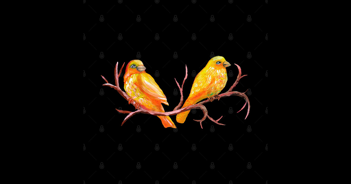 Two Painted Canary Birds - Canaries - Sticker | TeePublic