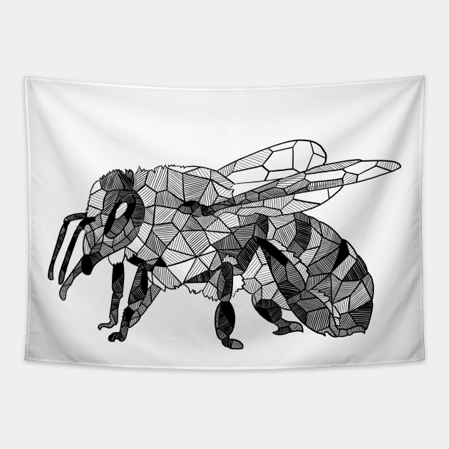 Honey Bee Geometric Sketch Art - Honey Bee - Tapestry | TeePublic