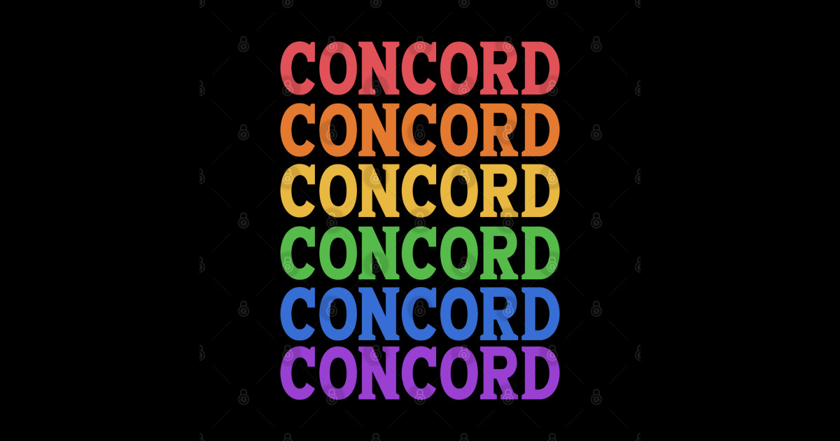 CONCORD RAINBOW TYPOGRAPHY - Concord - Sticker | TeePublic