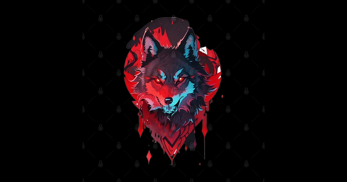 Wolf in Red - Wolf Artwork - Sticker | TeePublic