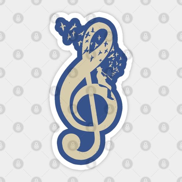 Treble Clef - Music Clarinet - Vintage - Clarinetist - Sticker | TeePublic