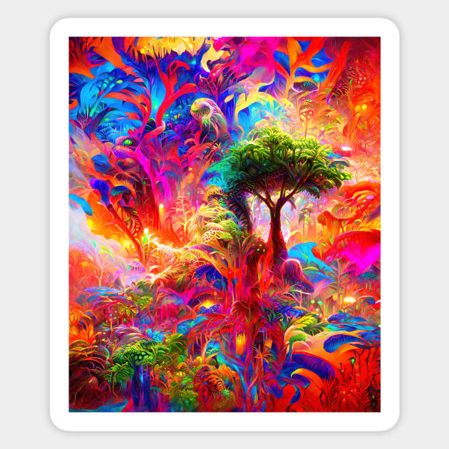Psychedelic Melting Jungle - Jungle - Sticker | TeePublic
