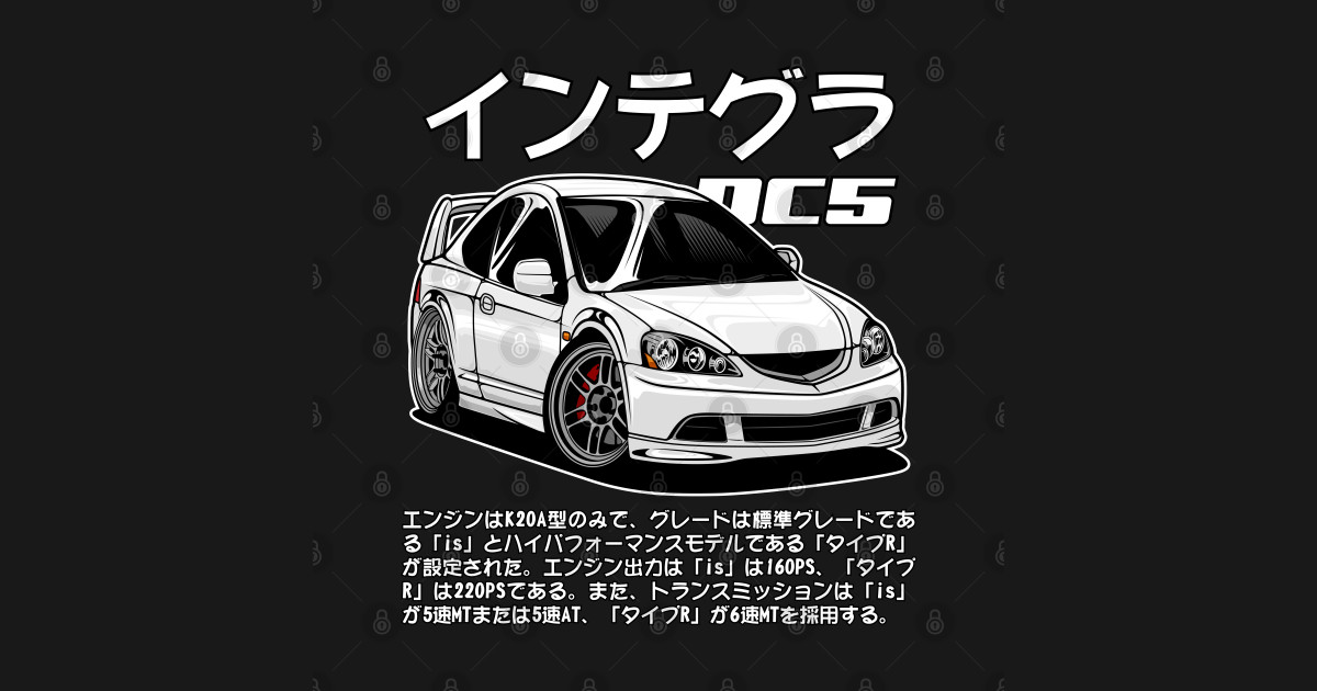 Cartoon Integra DC5 Type R - Integra Type R - T-Shirt | TeePublic