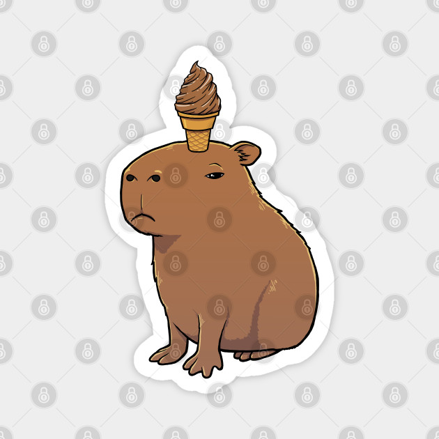 Capybara with Chocolate Ice Cream on its head - Capybara - Magnet ...