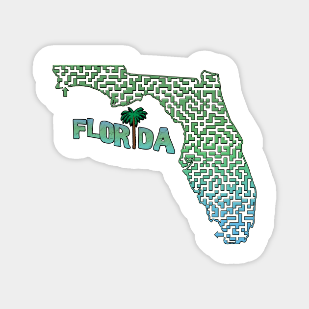 Florida State Outline Maze & Labyrinth - Florida - Magnet | TeePublic