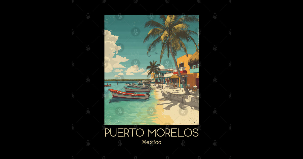 A Vintage Travel Art of Puerto Morelos - Mexico - Puerto Morelos ...