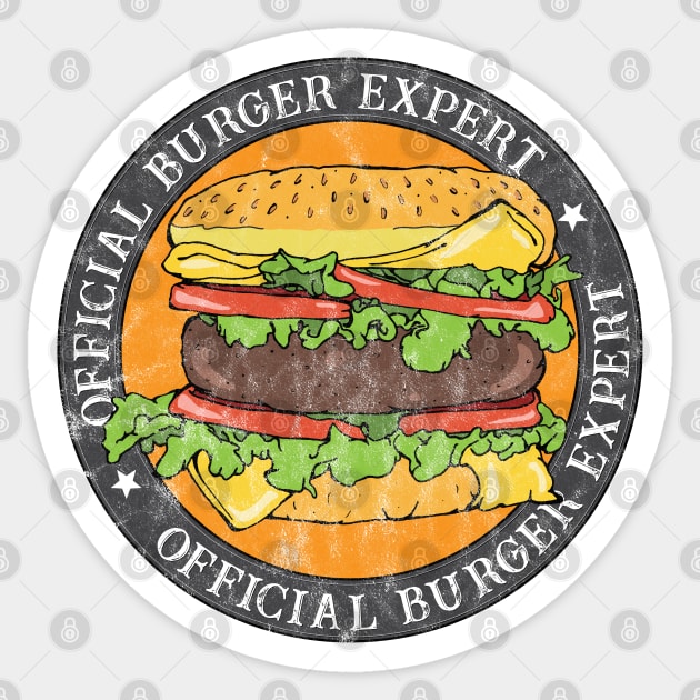 Official Burger Expert Cheeseburger Logo - Burger Lover - Sticker ...