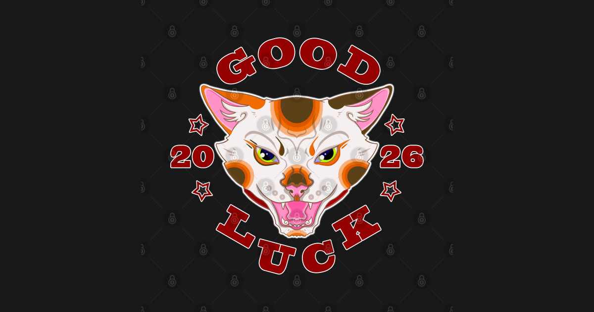 Angry Good Luck Cat 2026 - maneki neko original digital art - Lucky Cat ...