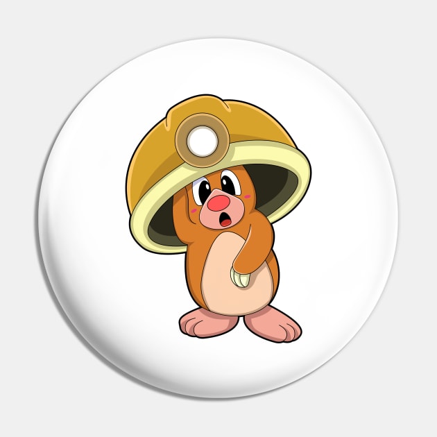 Mole as Miner with Helmet - Mole - Pin | TeePublic
