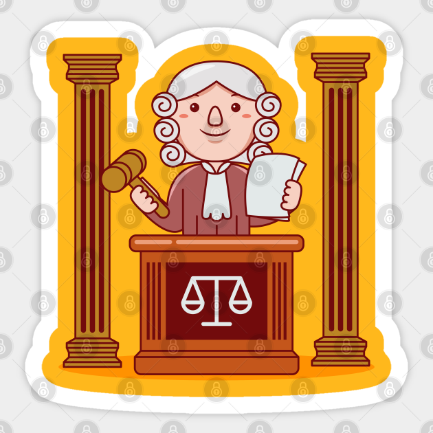 Cute Judge Cartoon - Judge Cartoon - Sticker | TeePublic