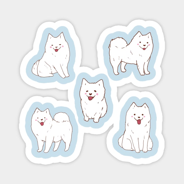 Cute cartoon samoyed dog sticker pack - Smiling Dog - Magnet | TeePublic