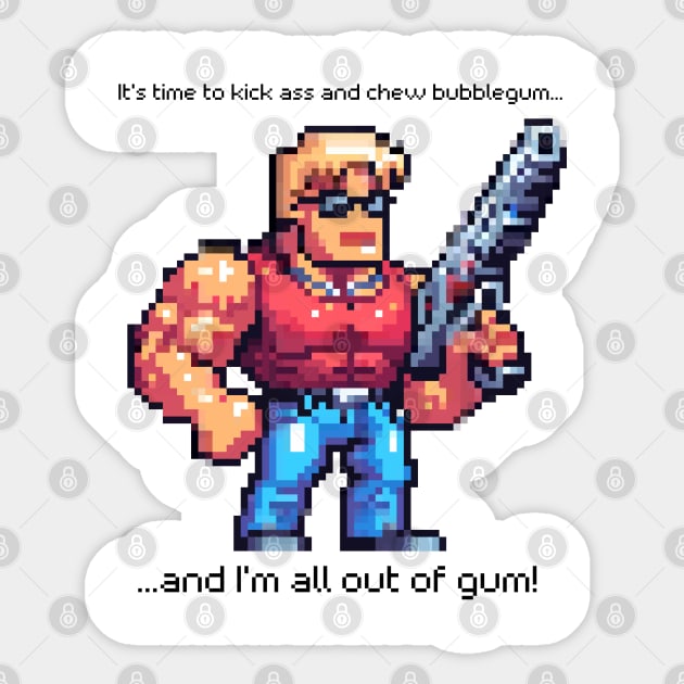 Duke Nukem Kick Ass Pixel Art - Duke Nukem - Sticker | TeePublic