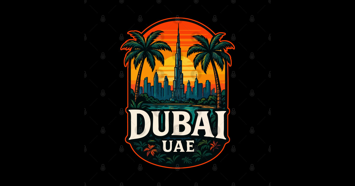 Dubai United Arab Emirates Retro Travel - Dubai - Sticker | TeePublic