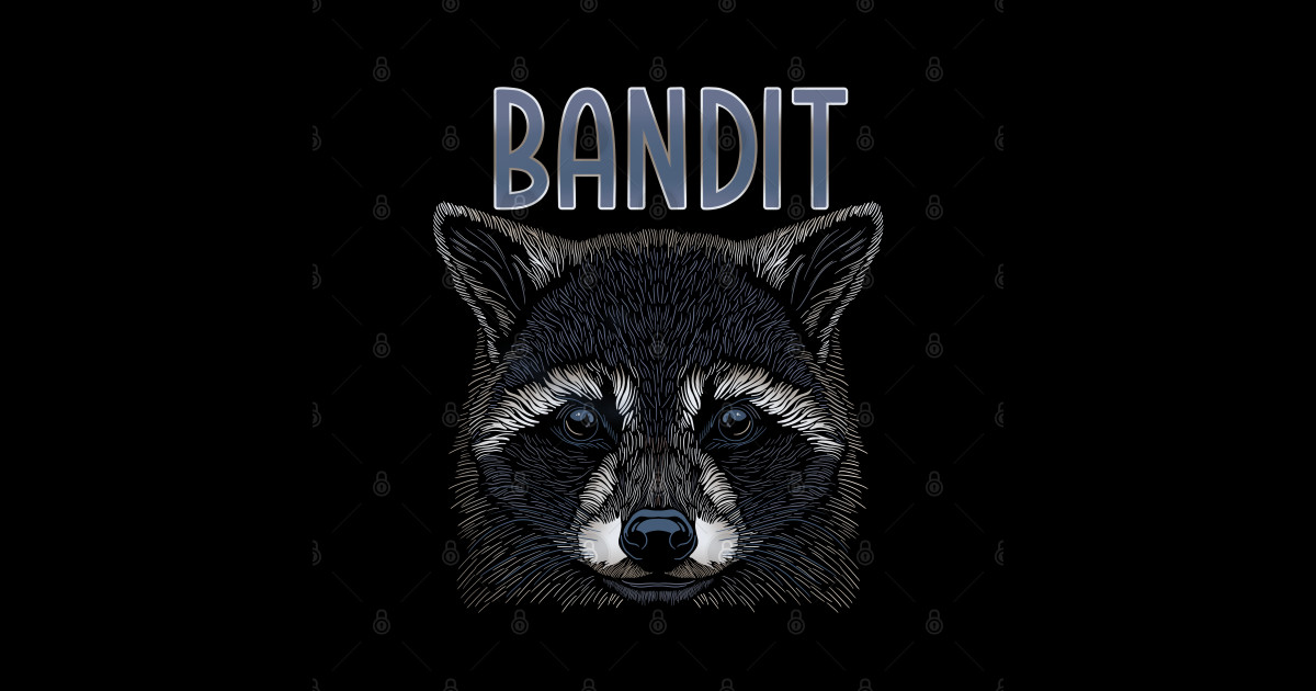 A young raccoon face drawing with the word Bandit - Raccoon - Posters ...