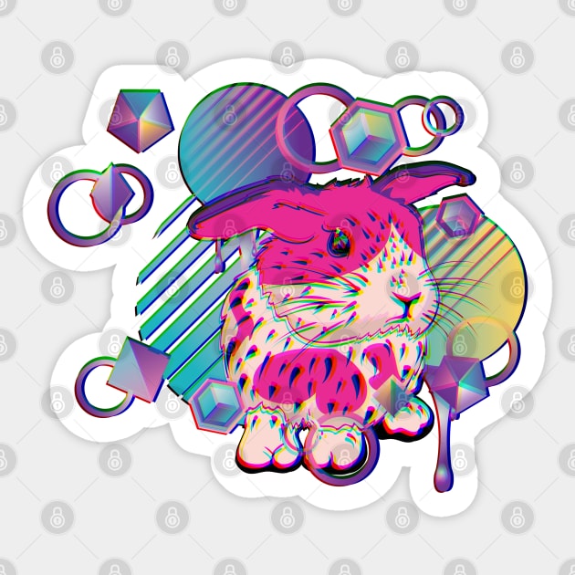 Techno bunny with patterns - Bunny - Sticker | TeePublic