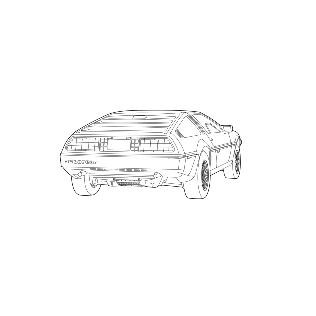 DELOREAN - Back To The Future Delorean Outline - T-Shirt | TeePublic