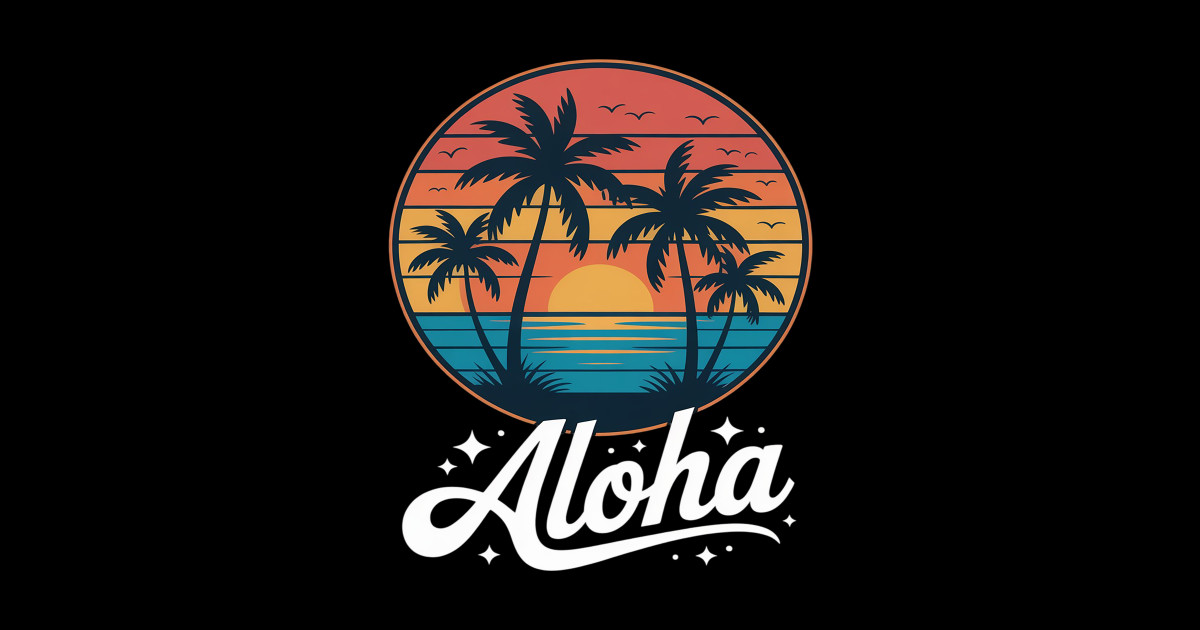 70s 80s Palm Tree Silhouette Sunset Beach Reflection - 70s 80s Palm ...