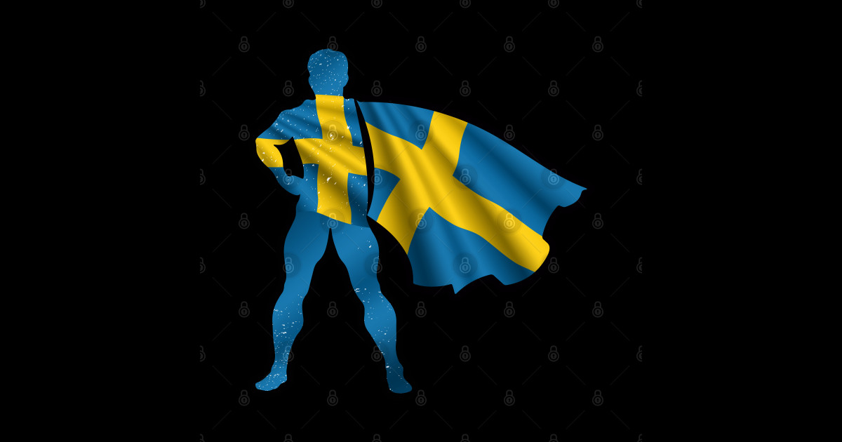 Sweden Hero Wearing Cape of Swedish Flag Hope and Peace Unite in Sweden ...