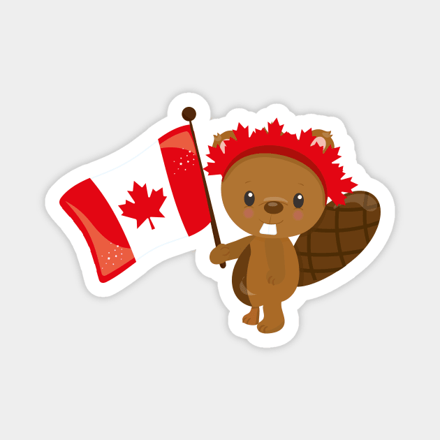 Canada Day, Cute Beaver, Beaver With Flag, Maple - Canada Day Beaver ...
