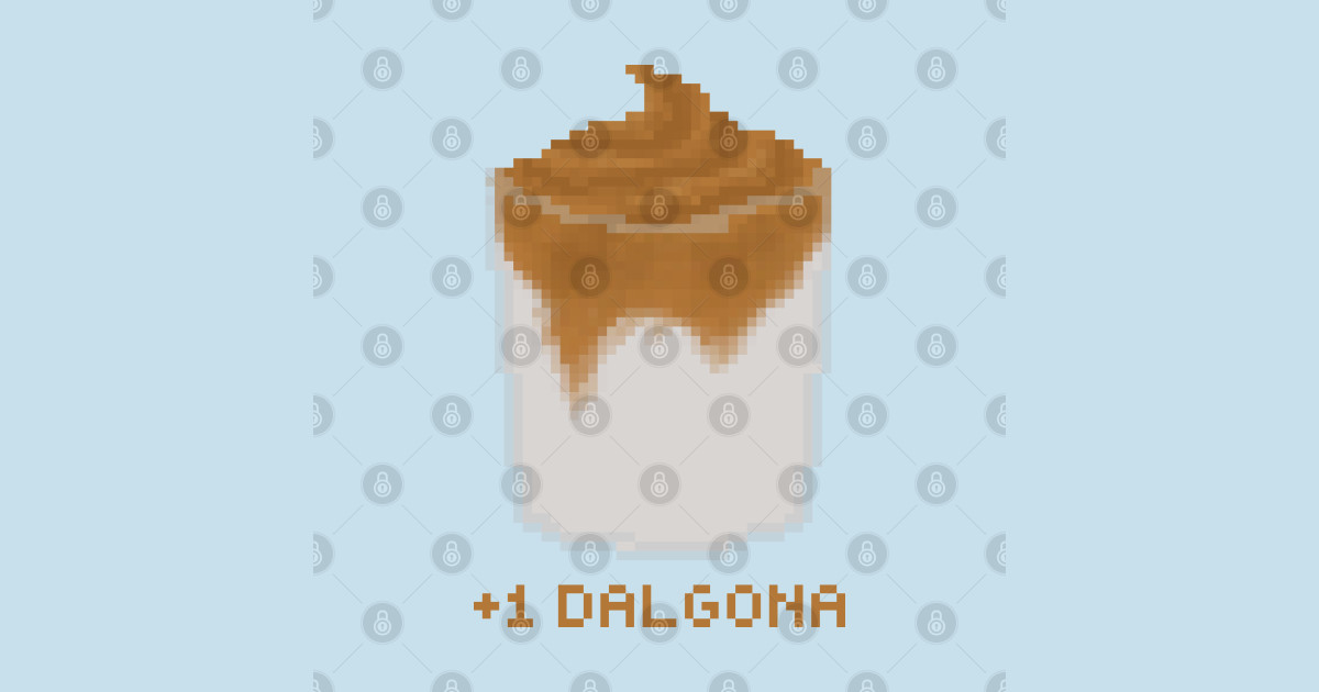 +1 Dalgona coffee pixel art - Dalgona Coffee - T-Shirt | TeePublic