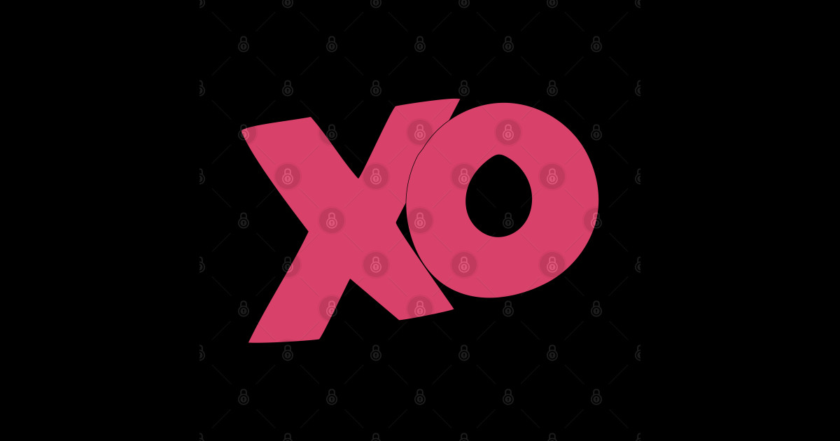 XO hugs and kisses cartoon text art in dark pink - Xo Graphic Text ...
