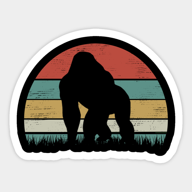 Silverback Gorilla Silhouette Distressed Vintage Graphic - Silverback ...