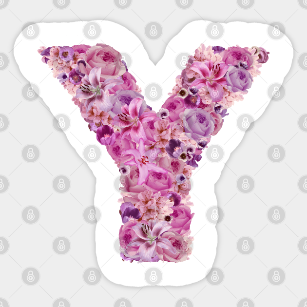 Pink Floral Letter Y - Letter Y - Sticker | TeePublic