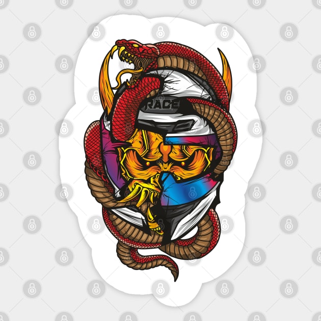 Oni Mask Motorcycle Helmet - Oni Mask Japanese Mask - Sticker | TeePublic