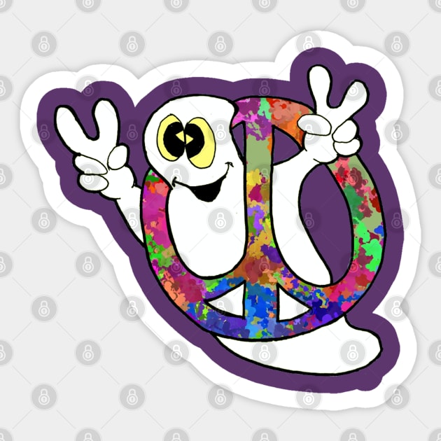 Peace ghost inside a multi-colored peace sign - Ghost - Sticker | TeePublic