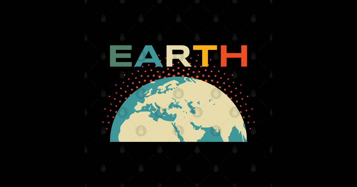 Planet Earth Retro - Earth Retro Colors - Sticker | TeePublic