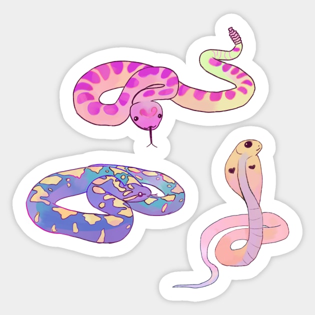 Cute watercolor snake sticker pack - Stay Back - Sticker | TeePublic