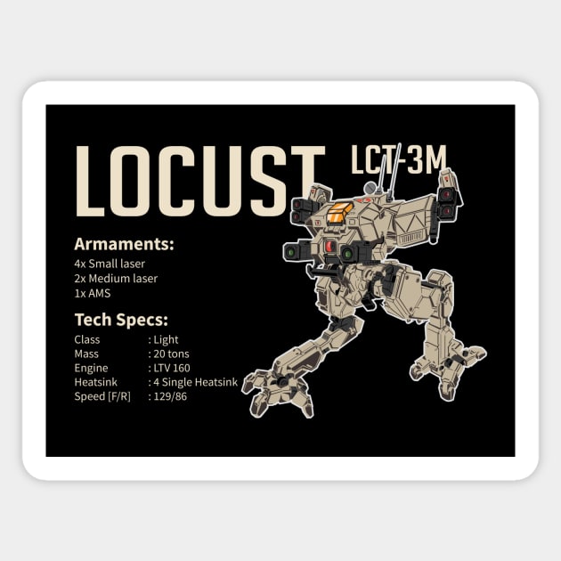 Mechwarrior Locust LCT-3M - Mechwarrior - Sticker | TeePublic