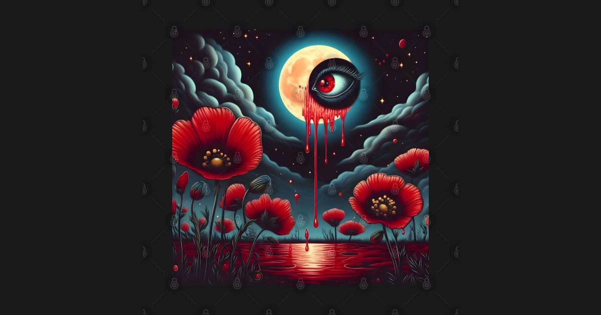 Poppy eye blood tear - Surreal Scenery - T-Shirt | TeePublic