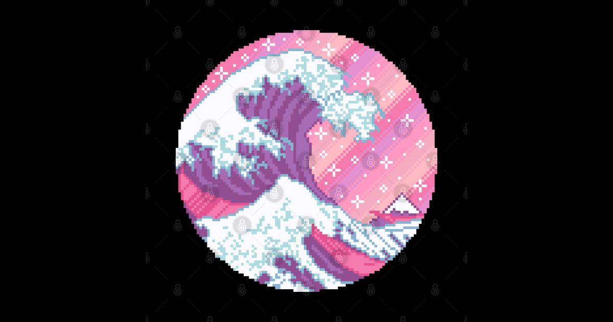 Great Wave Pixel Art - Great Wave - Sticker | TeePublic