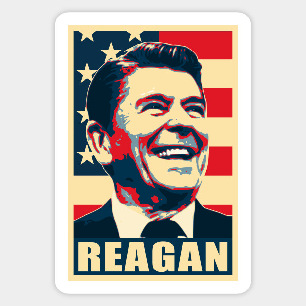 Ronald Reagan Happy Propaganda Poster Art - Ronald Reagan - Sticker ...