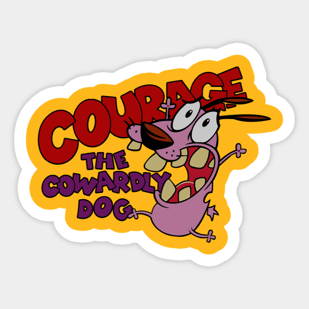 cowardly courage retro - Cowardly Dog - Sticker | TeePublic