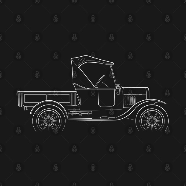 front/profile - 1925 Ford Model T - stencil, white - Model T - T-Shirt ...